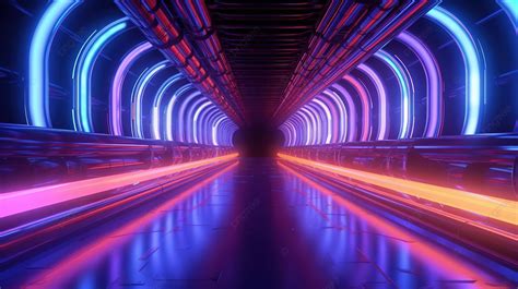 네온 리본이 미래 지향적으로 깜박이는 하이테크 터널의 3d 렌더링 그림 ~ 주도의 레이저 빔 네온 광장 배경 일러스트 및 사진 무료 다운로드 Pngtree