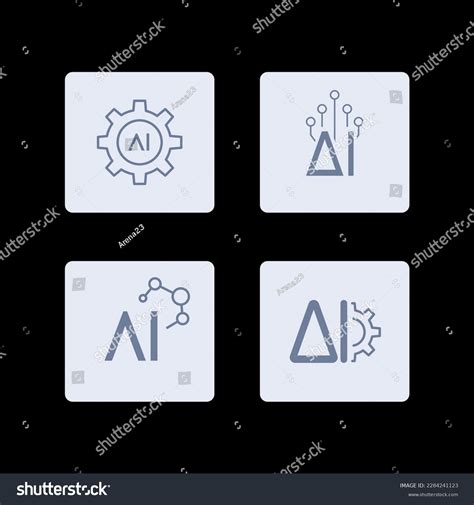 Ai Artificial Intelligence Icon Set Inline Stock Vector Royalty Free Shutterstock