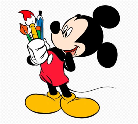 Mickey Mouse Holding A Paint Brush Png