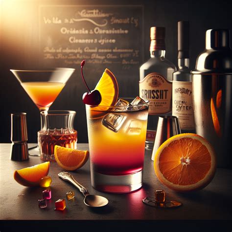 Sunset Fusion Vibrant Cocktail Balancing Vodka Whisky Orange Juice