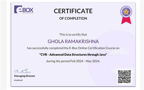 Ghola Ramakrishna On Linkedin Certfication In Advance Data Structures