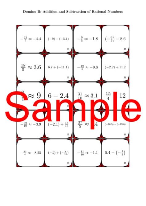 Addition And Subtraction Of Rational Numbers Domino Math Activity