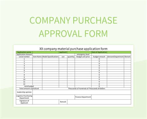 Free Approval Forms Templates For Google Sheets And Microsoft Excel Slidesdocs