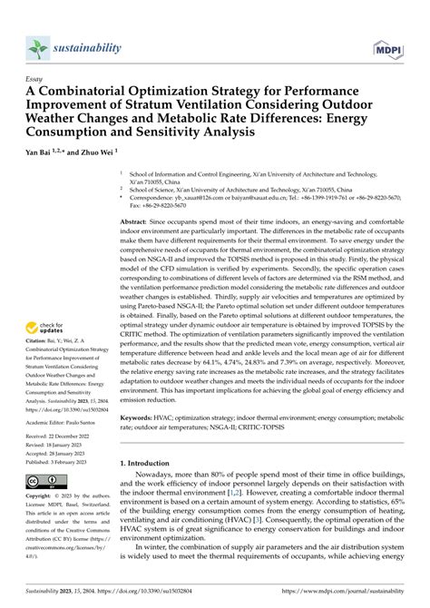 Pdf A Combinatorial Optimization Strategy For Performance Improvement Of Stratum Ventilation