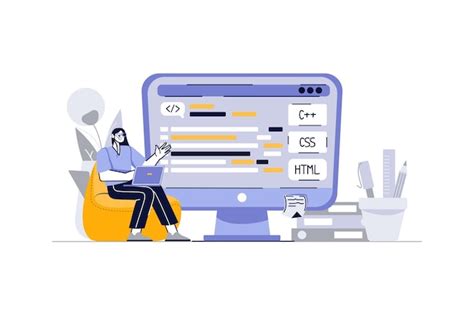 Programmation De Concept Avec Scène De Personnes Dans Le Style De