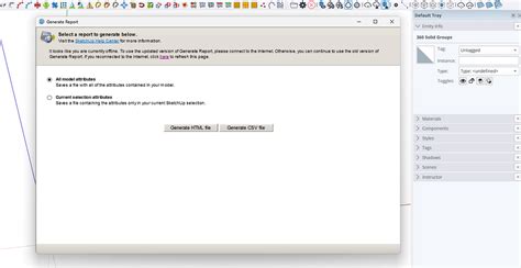 Sketchup 2024 Generate Report Stuck At Offline Cant Customise And The Report Showing All False