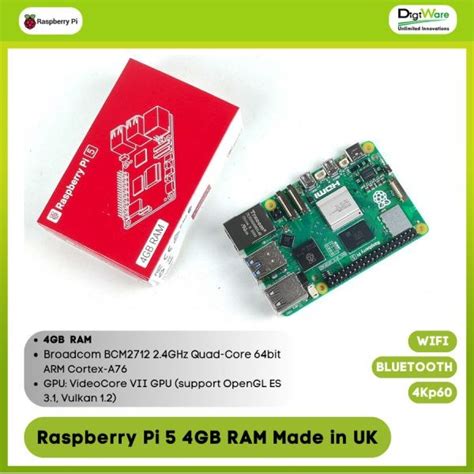 Raspberry Pi 5 4gb Ram Made In Uk Mini Pc Raspi 5 Digiware Store