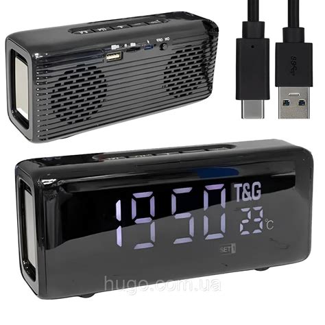 Портативная Bluetooth колонка с часами радио Powerbank Tg174 Беспроводная колонка Блютуз