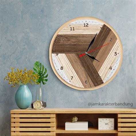 Jual Jam Dinding Tekstur Kayu Wood Art Texture Rumah Minimalis Wad