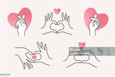 한국의 심장 표지판 손가락 사랑 기호 해피 발렌타인 데이 난 당신이 손 제스처를 사랑 해요 일러스트는 자신을 사랑 자신의 개념 인쇄 인사말 카드 배너 포스터를 위한 손으로