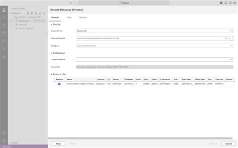 Restore Adventureworks2022bak Database In Azure Data Studio On Mac M1