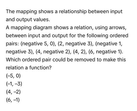 Solved The Mapping Shows A Relationship Between Input And Output Values A Mapping Diagram Sho