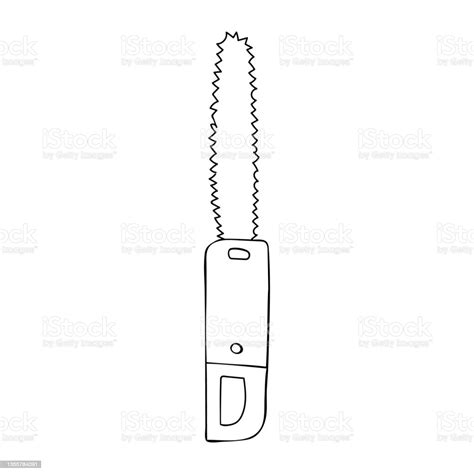 벡터의 낙서 전기 톱 아이콘 벡터에서 손으로 그린 전기 톱 아이콘 전기 톱의 낙서 그림 건설 기계류에 대한 스톡 벡터 아트 및 기타 이미지 건설 기계류 건설 산업