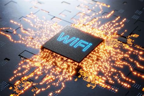 Premium Photo Wifi Wireless Network Concept Microchip With Wifi Inscription Wireless Equipment