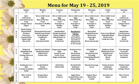 Assisted Living Menu Template Printable Word Searches