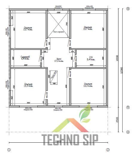Заказать проект дома из СИП-панелей Гранат, 200 м², 12,4х6,4 м, 2 этажа ...