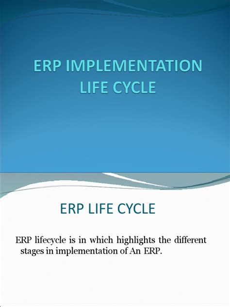 Erp Implementation Life Cycle Pdf Enterprise Resource Planning Product Lifecycle