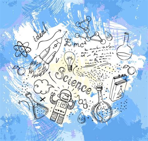 Back To School Science Lab Objects Doodle Vintage Style Sketches