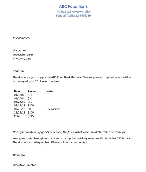 Year End Statement Template