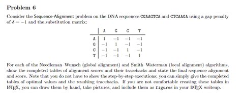 solved consider the sequence alignment problem on the dna