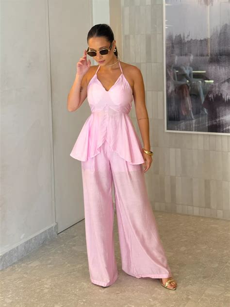Conjunto Calça Stefanie Rosa Loja La Mina
