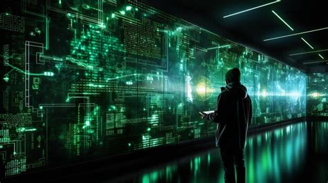 Premium Photo Futuristic Cybersecurity Expert Analyzes Data In A Hightech Network Operations