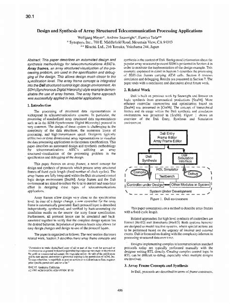 Design And Synthesis Of Array Structured Telecommunication Processing Applications Ieee