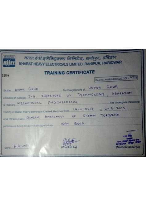 bhel internship 2