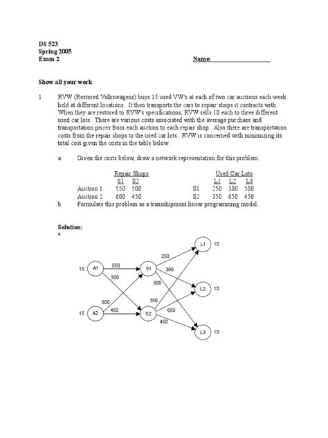 Exam 2 Sample Solution Pdf Linear Programming Mathematical And