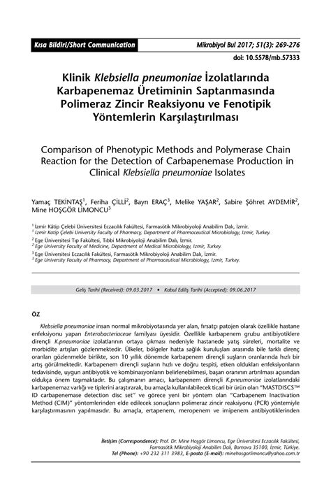 Pdf Comparison Of Phenotypic Methods And Polymerase Chain Reaction For The Detection Of