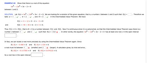solved example 10 show that there is a root of the equation