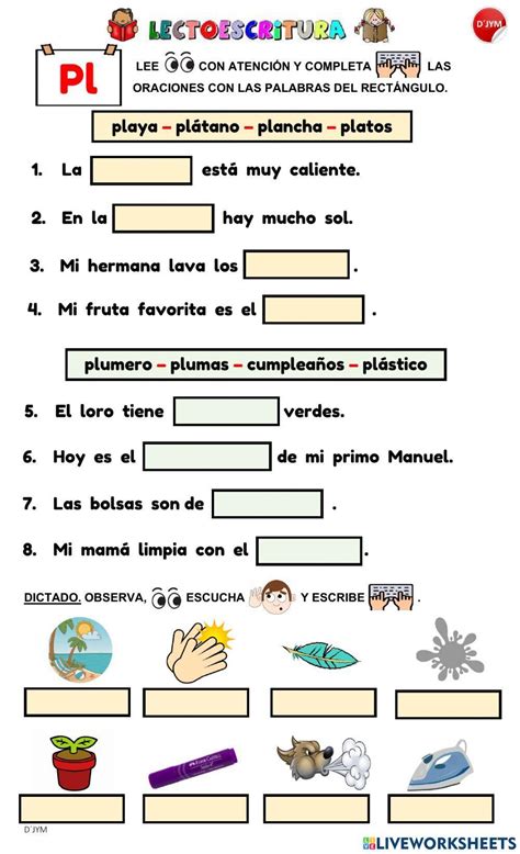 Pla Ple Pli Plo Plu Interactive Worksheet Live Worksheets 50 Off