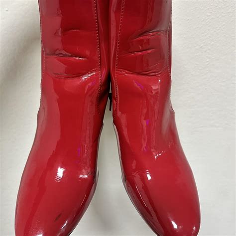 Shiny Red Patent Leather Boots From Aldo Size Depop