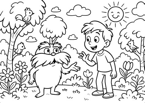 Encuentro Entre El Y Un Niño Páginas De Lorax Para Imprimir