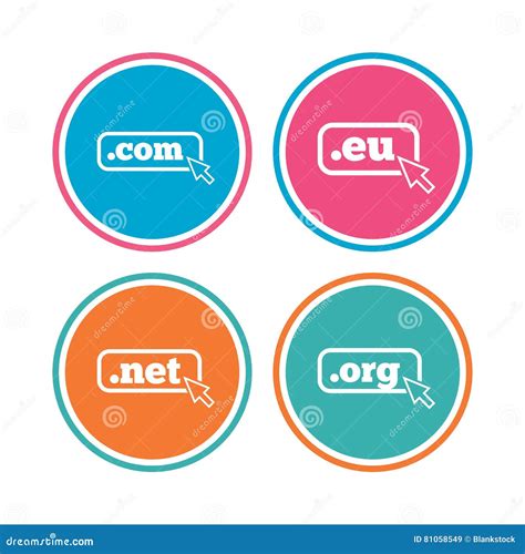 Top Level Domains Signs Com Eu Net And Org Stock Vector Illustration Of Border Icon 81058549