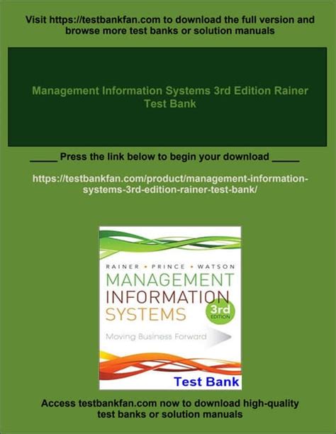 Management Information Systems 3rd Edition Rainer Test Bank Pdf