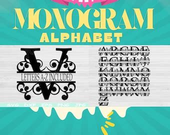 Split Monogram SVG DXF PNG Cut Files Split Monogram Frame Alphabet Cut File For Cricut
