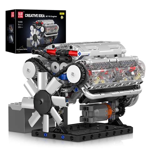 Mould King 10088 V8 Engine Building Blocks Kit 535 Pieces To Build Your Own Mini Engine That