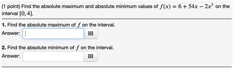 Solved 1 Point Find The Absolute Maximum And Absolute