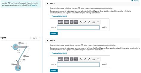 Solved A Review Member AB Has The Angular Velocity W AB Chegg Com