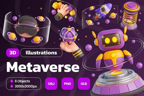 Metaverse 3D Illustrations 25款3D科幻VR游戏虚拟现实元宇宙数字科技区块链icon图标png免抠图素材 格外视觉