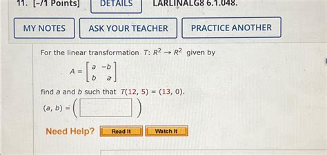 Solved For The Linear Transformation Tr2→r2 ﻿given