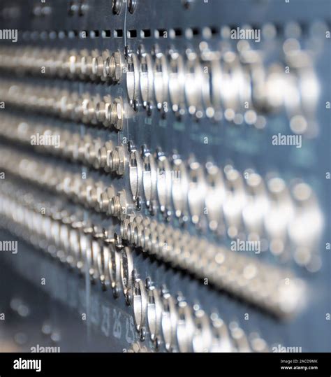 Mixing Sockets Connections Of A Sound Equipment Proffesional Xlr Audio Patch Panel Stock Photo