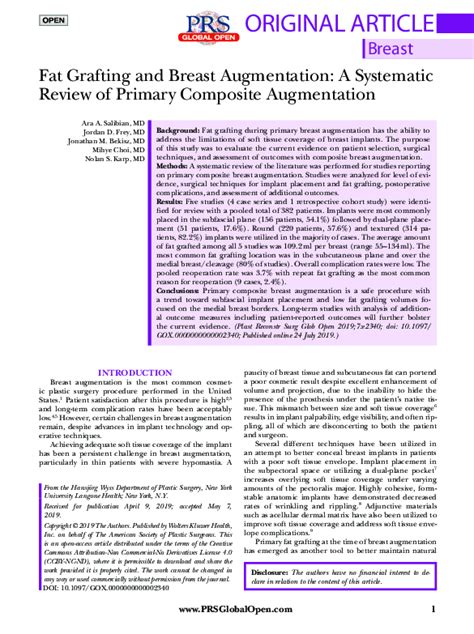 Pdf Fat Grafting And Breast Augmentation