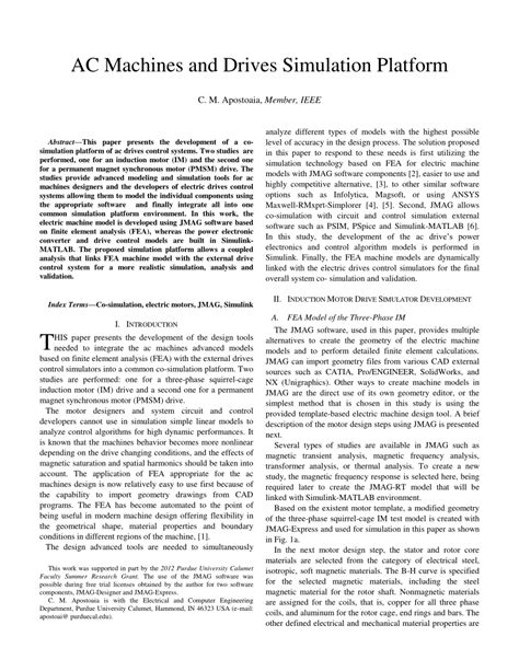 Pdf Ac Machines And Drives Simulation Platform