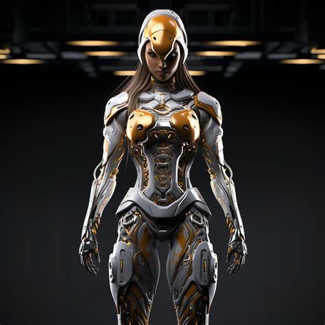 Premium Photo 3d Character Female Cyborg Athletic Metallic Skin