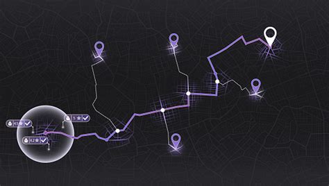 위치는 대시보드를 추적합니다 도시 거리 도로입니다 벡터 그림 추상적인 교통 배경 경로 회전 및 목적지 태그 표시 화려한 선 기하학적 요소의 시각적으로 놀랍습니다 방향에 대한