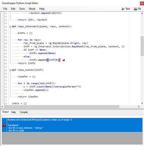 python indexoutofrangeexception error on rhino geometry rayshoot