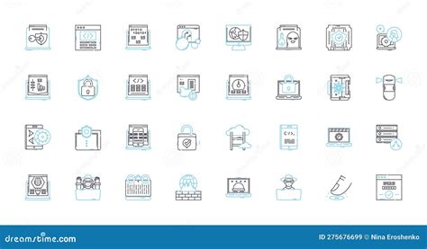 Artificial Universe Linear Icons Set Simulation Virtuality Sci Fi