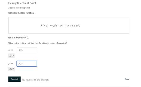 solved example critical point 2 points possible graded